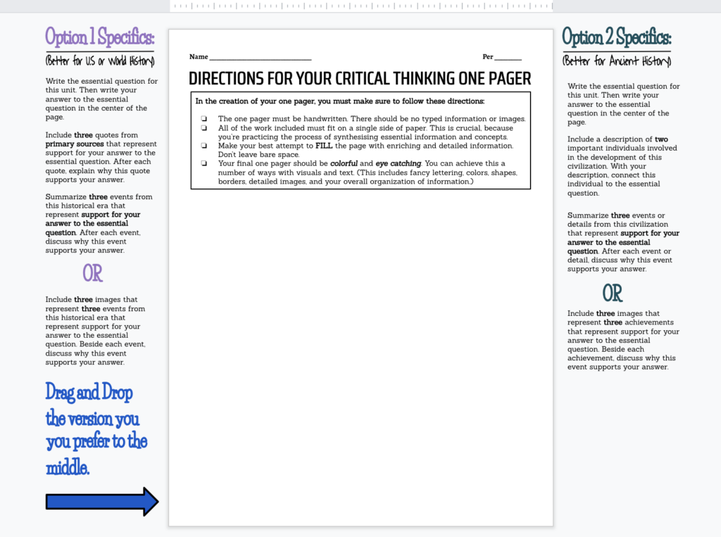 A Critical Thinking One Pager Assessment - Peacefield History