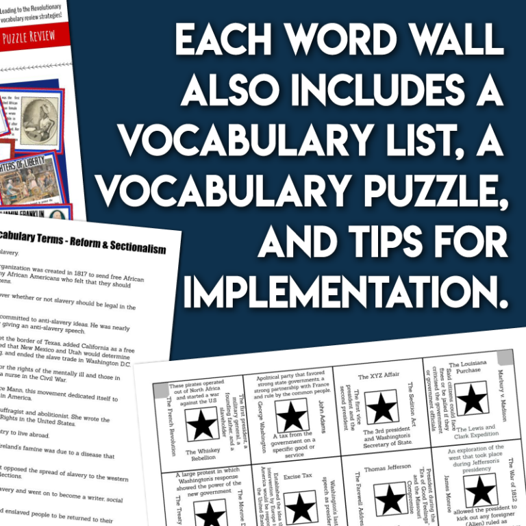 Word Wall the First Half of U.S. History Exploration through ...