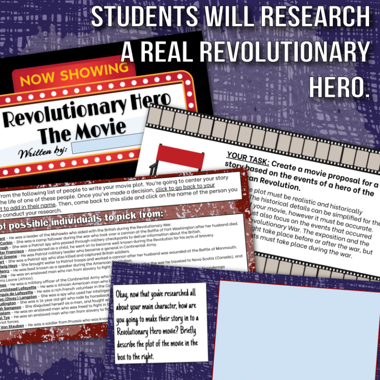 An American Hero Students Write a Movie Plot Based on a Revolutionary ...