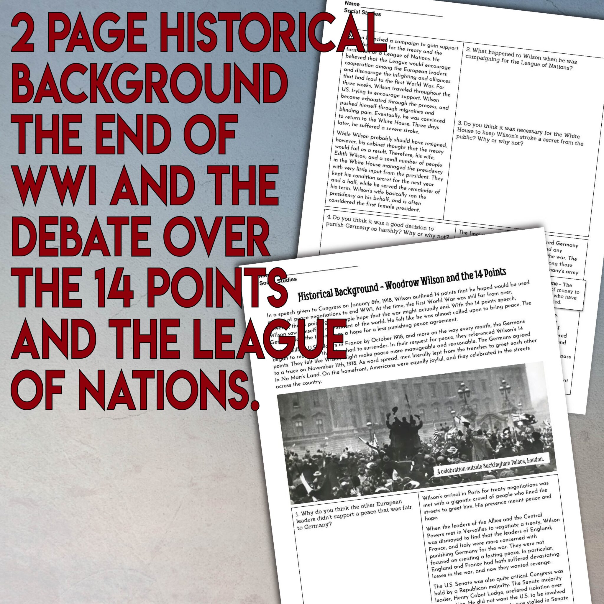 Woodrow Wilson and the 14 Points the League of Nations Stations ...
